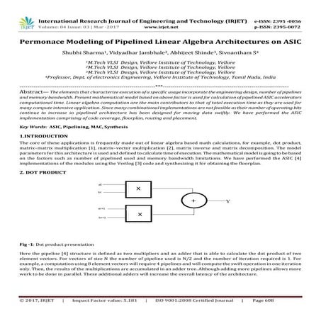 Permonace Modeling of Pipelined Linear Algebra Architectures on ASIC | PDF | Programming ...