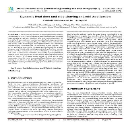 Dynamic Real Time Taxi Ride Sharing Android Application Pdf
