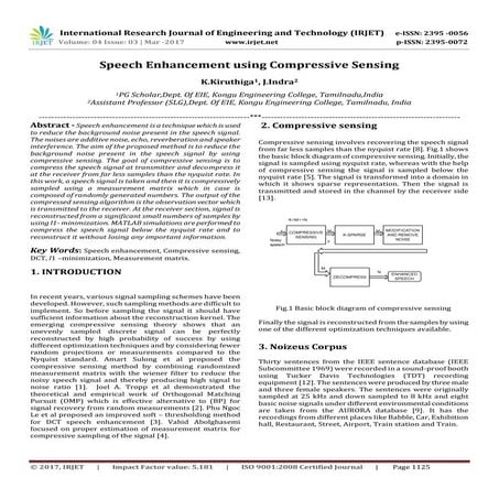 Speech Enhancement Using Compressive Sensing Pdf