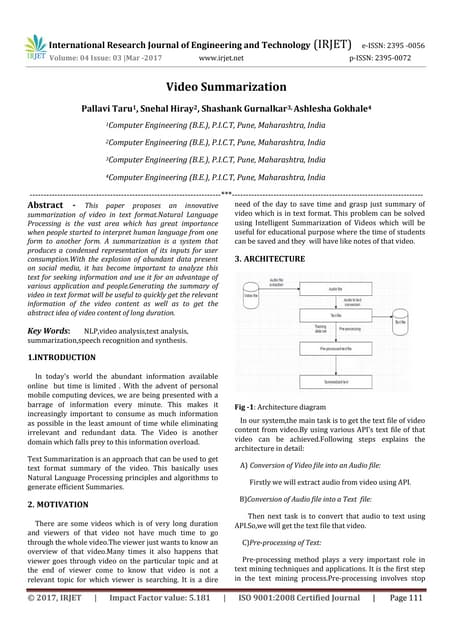 Youtube Transcript Sumariser- application of API | PPTX | Video Software | Computer Software and ...