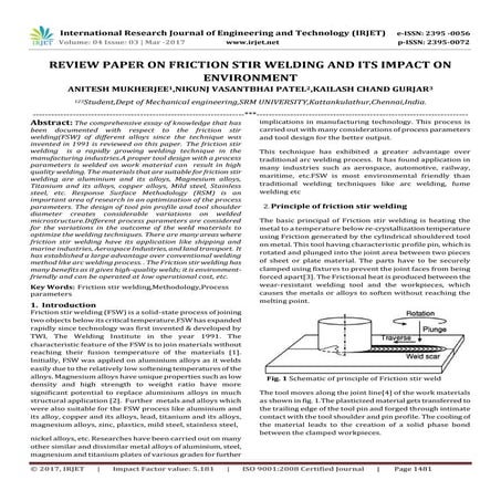 Review Paper on Friction Stir Welding and its Impact on Environment | PDF