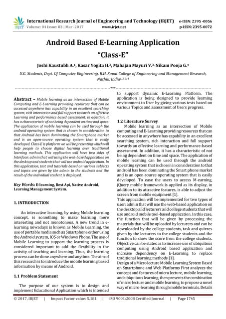 Android Based E Learning Application Class E Pdf
