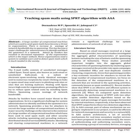 Tracking Spam Mails Using SPRT Algorithm With AAA | PDF | Email | Internet