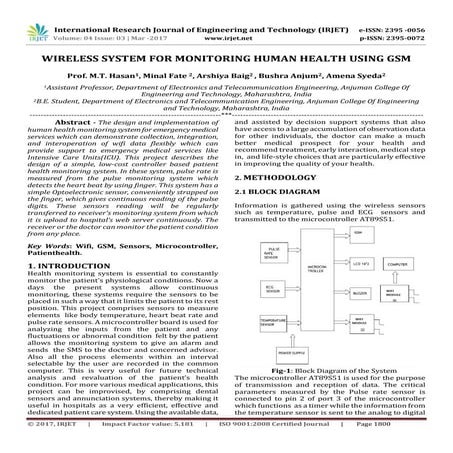 Wireless System For Monitoring Human Health Using Gsm Pdf