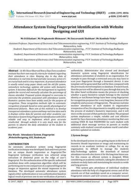 Iot attendance system using fingerprint module | PDF | Internet | Computing