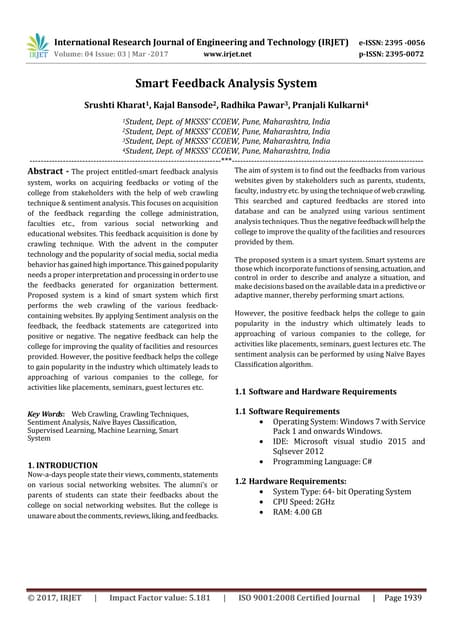 Smart Feedback Analysis System | PDF Smart Feedback Analysis System | PDF