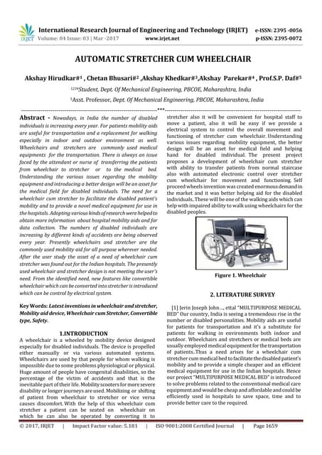 Automated Wheelchair Convertible Stretcher – A Review | PDF | First Aid | Injuries