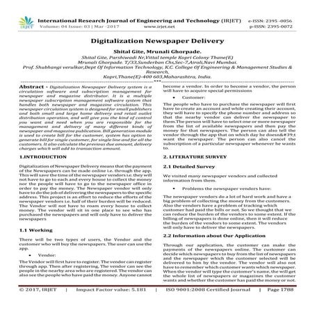 Digitalization Newspaper Delivery | PDF