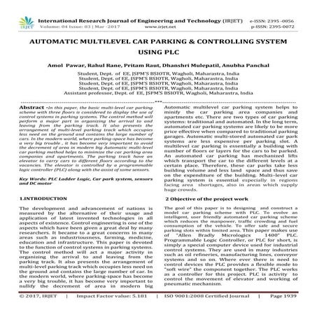 Automatic Multilevel Car Parking & Controlling System using PLC | PDF