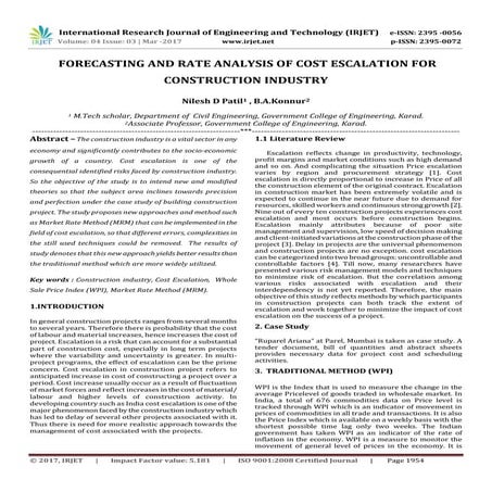 Forecasting and Rate Analysis of Cost Escalation for Construction ...