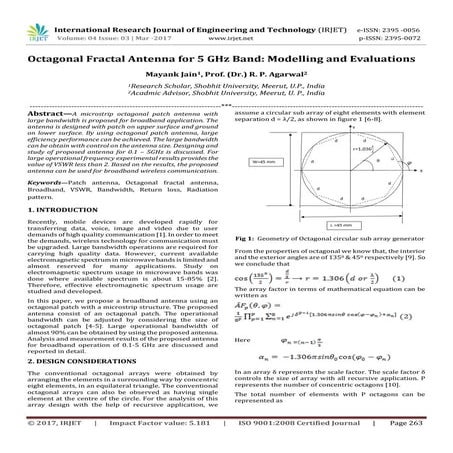 Octagonal Fractal Antenna for 5 GHz Band: Modelling and Evaluations | PDF