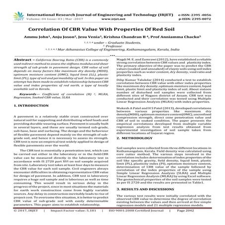 Correlation Of Cbr Value With Properties Of Red Soil | PDF
