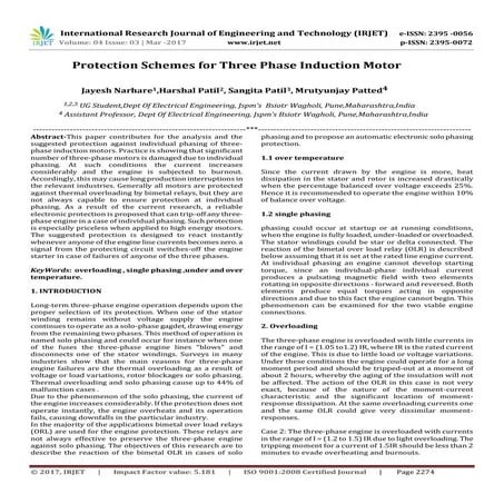 Protection Schemes for Three Phase Induction Motor | PDF