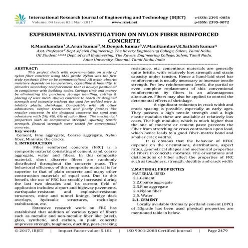Experimental Investigation on Nylon Fiber Reinforced Concrete | PDF ...
