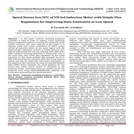 Speed Sensor Less Dtc Of Vsi Fed Induction Motor With Simple Flux Regulation For Improving State