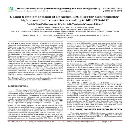 Design & Implementation of a Practical EMI Filter for High Frequency ...