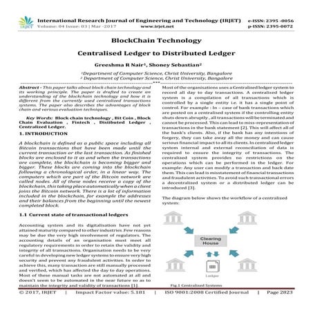 Blockchain Technology Centralised Ledger to Distributed Ledger | PDF
