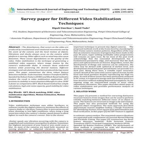 Survey Paper for Different Video Stabilization Techniques | PDF | Video ...