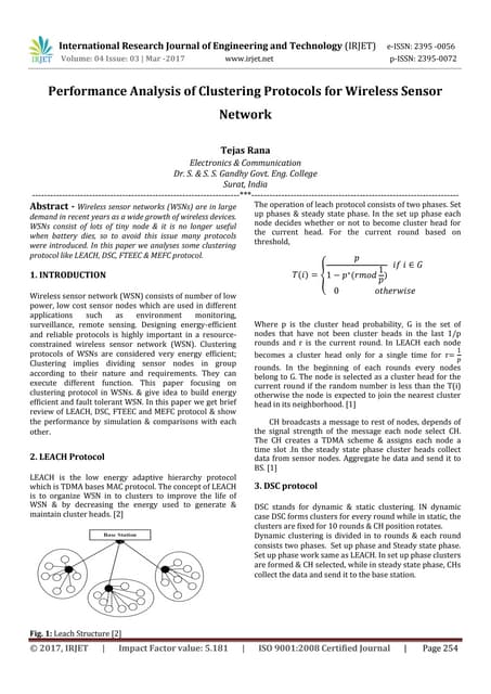 Performance Analysis Of Clustering Protocols For Wireless Sensor
