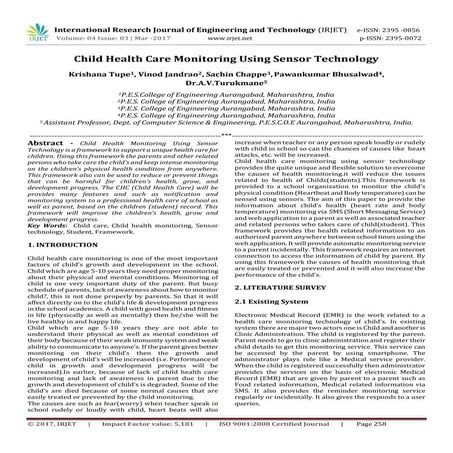 Child health care monitoring using sensor technology | PDF