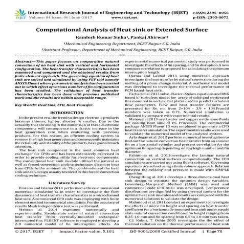 Computational Analysis of Heat sink or Extended Surface | PDF