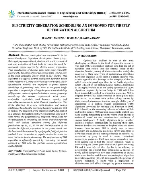 Electricity Generation Scheduling an Improved for Firefly Optimization ... Electricity Generation Scheduling an Improved for Firefly Optimization ...
