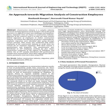 An Approach Towards Migration Analysis of Construction Employees | PDF