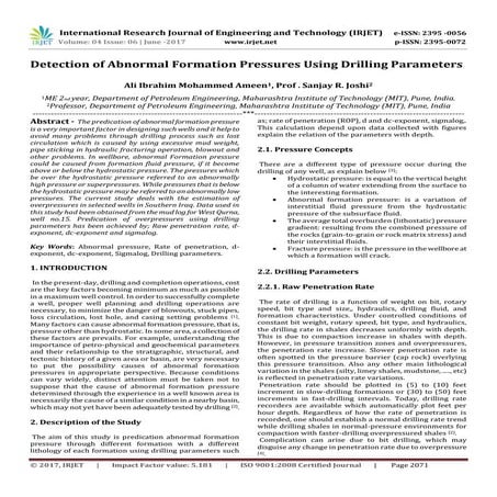 Detection of Abnormal Formation Pressures using Drilling Parameters | PDF