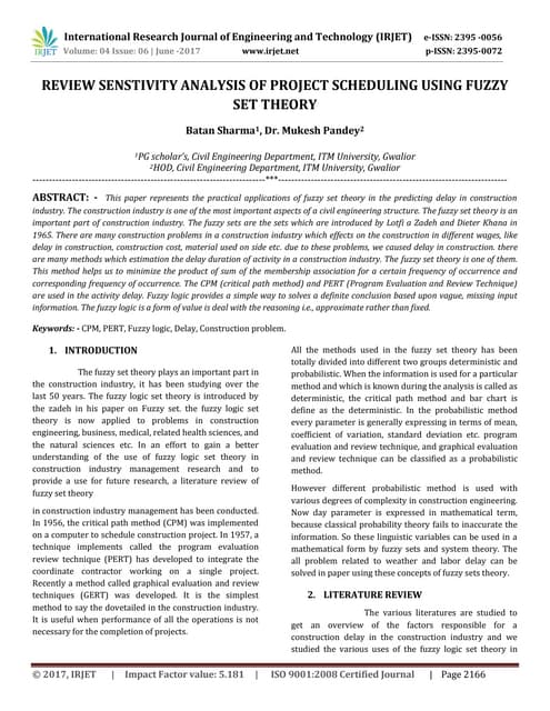 Review Senstivity Analysis Of Project Scheduling Using Fuzzy Set Theory Pdf 9504