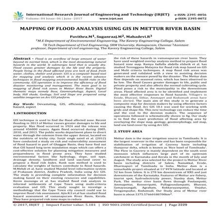 Mapping of Flood Analysis using GIS in Mettur River Basin | PDF