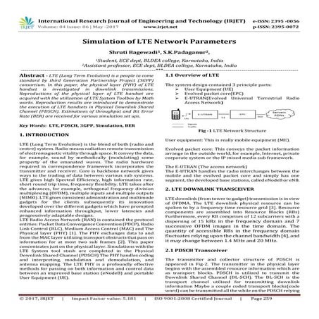 Simulation Of Lte Network Parameters Pdf