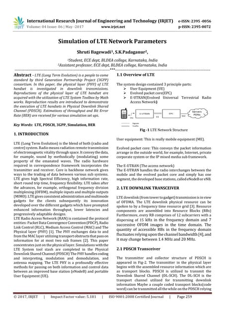 Simulation Of Lte Network Parameters Pdf