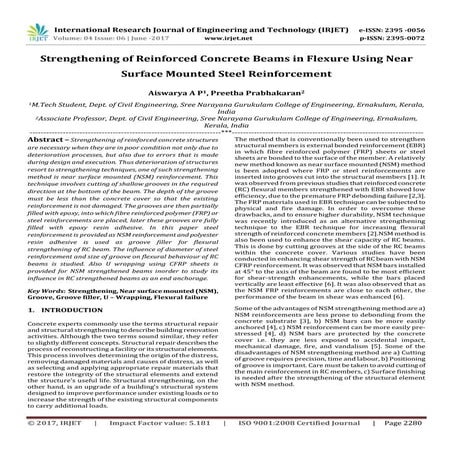 Strengthening Of Reinforced Concrete Beams In Flexure Using Near Surface Mounted Steel