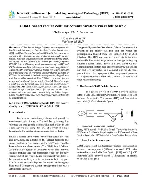 Cdma Based Secure Cellular Communication Via Satellite Link Pdf