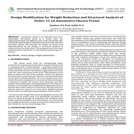 Design Modification for Weight Reduction and Structural Analysis of ...