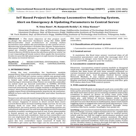 IoT Based Project for Railway Locomotive Monitoring System, Alert on Emergency & Updating ...