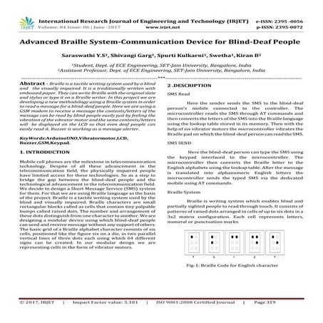 Advanced Braille System-Communication Device for Blind-Deaf People | PDF