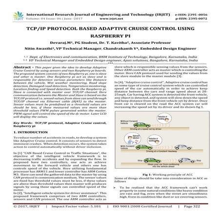 Tcpip Protocol Based Adaptive Cruise Control Using Raspberry Pi Pdf