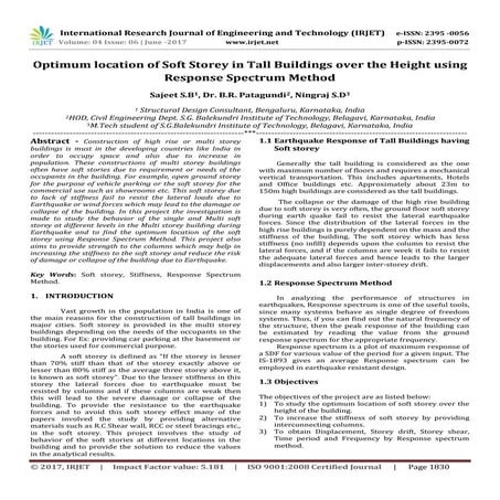 Optimum Location of Soft Storey in Tall Buildings Over the Height Using Response Spectrum Method ...