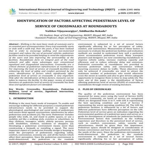 Identification of Factors Affecting Pedestrian Level of Service of ...