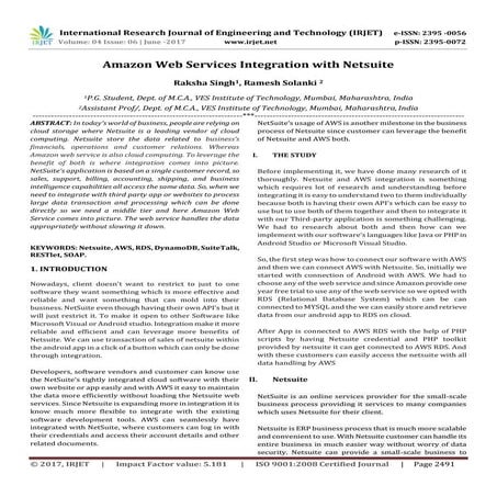 Amazon Web Services Integration With Netsuite Pdf