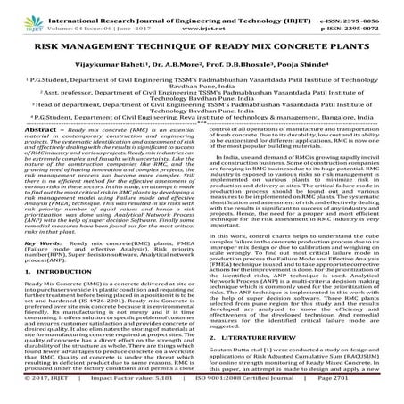 Risk Management Technique of Ready Mix Concrete Plants | PDF