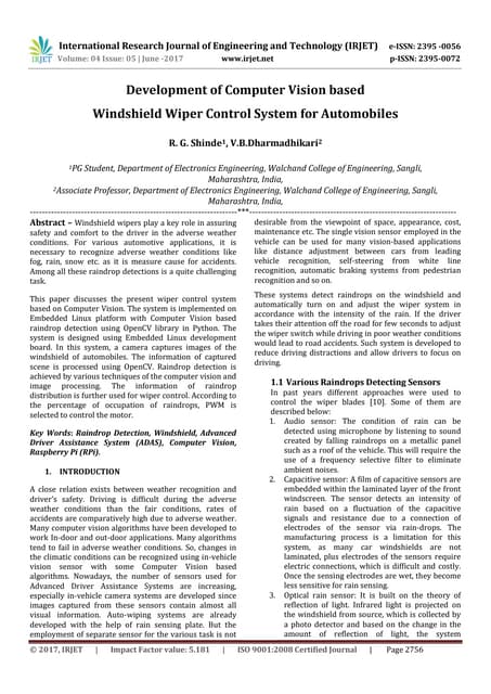 automatic Rain sensing windshield wiper ppt | PPTX