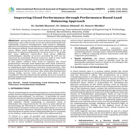 Improving Cloud Performance Through Performance Based Load Balancing