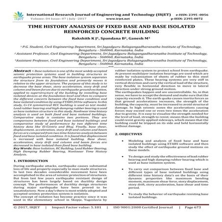 Time History Analysis of Fixed Base and Base Isolated Reinforced Concrete Building | PDF