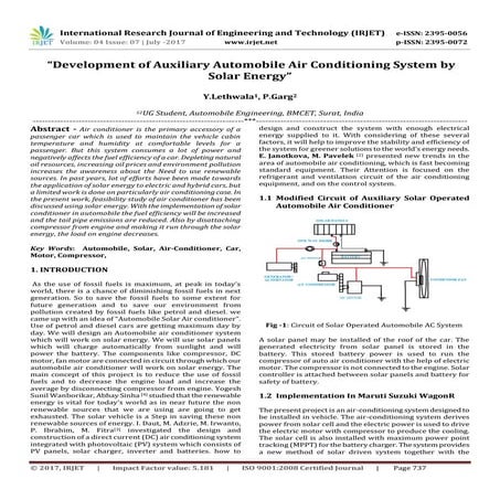 Development of Auxiliary Automobile Air Conditioning System by Solar ...