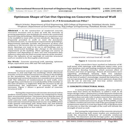 Optimum Shape of Cut-Out Opening on Concrete Structural Wall | PDF
