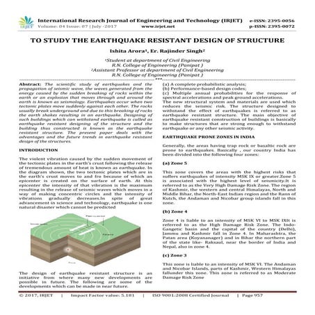 To Study the Earthquake Resistant Design of Structure | PDF | Civil ...