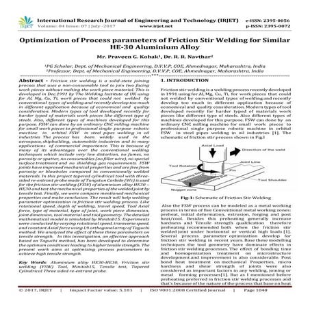 Optimization Of Process Parameters Of Friction Stir Welding For Similar