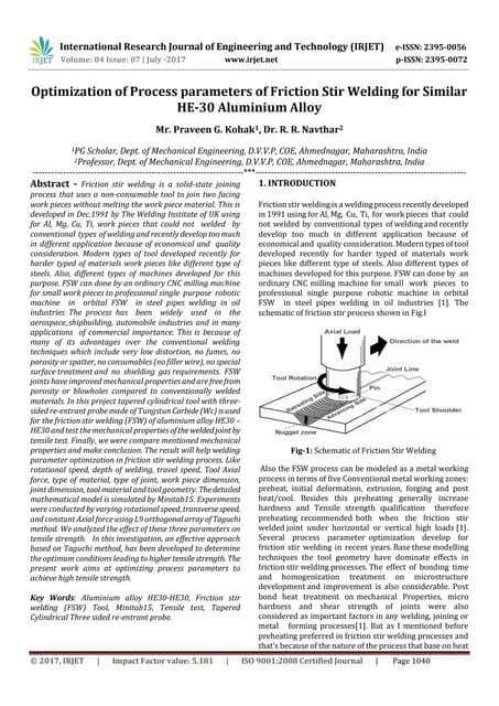 Optimization Of Process Parameters Of Friction Stir Welding For Similar